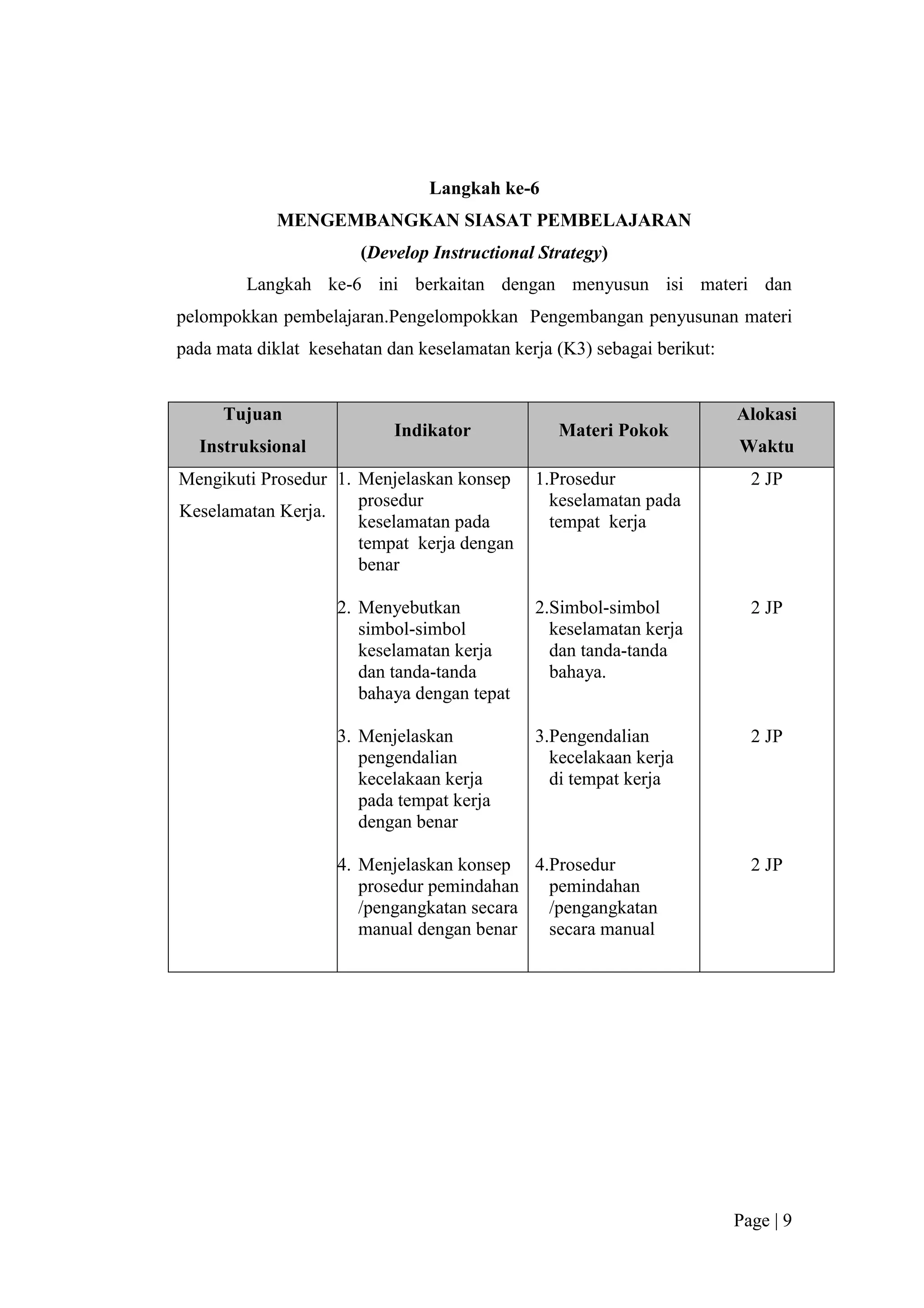 Desain pembelajaran dick and carey pada mata diklat k3 | DOCX