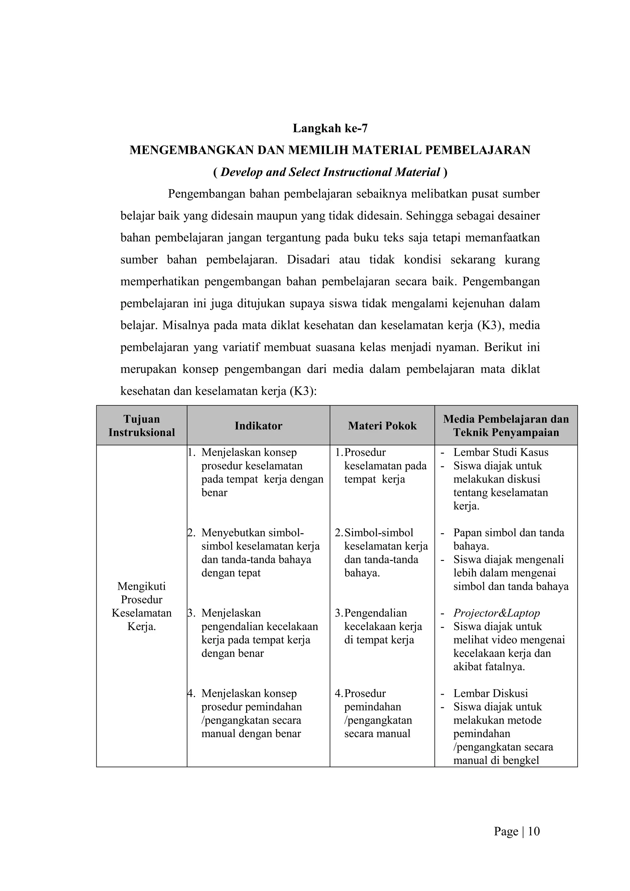 Desain pembelajaran dick and carey pada mata diklat k3 | DOCX