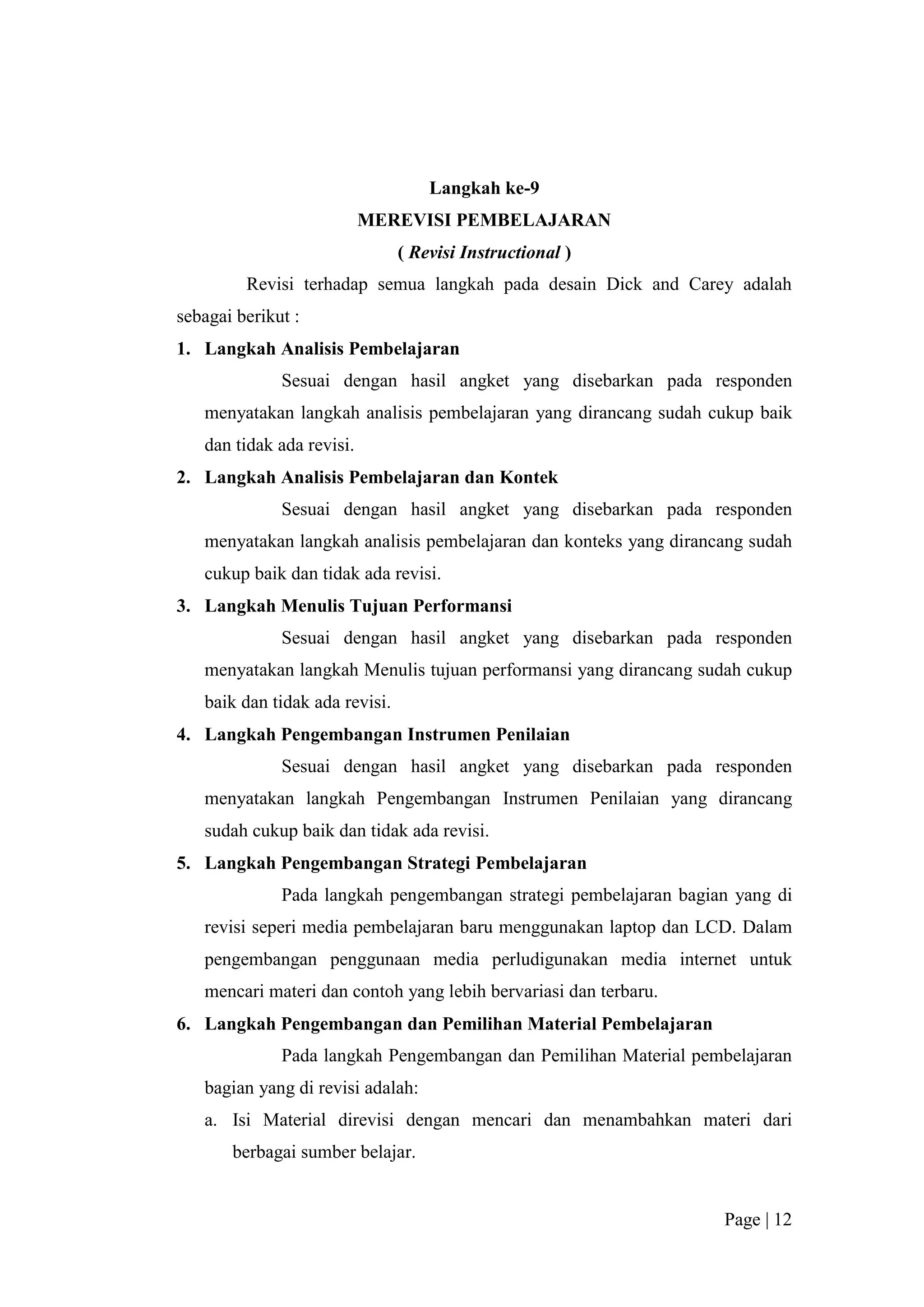 Desain pembelajaran dick and carey pada mata diklat k3 | DOCX