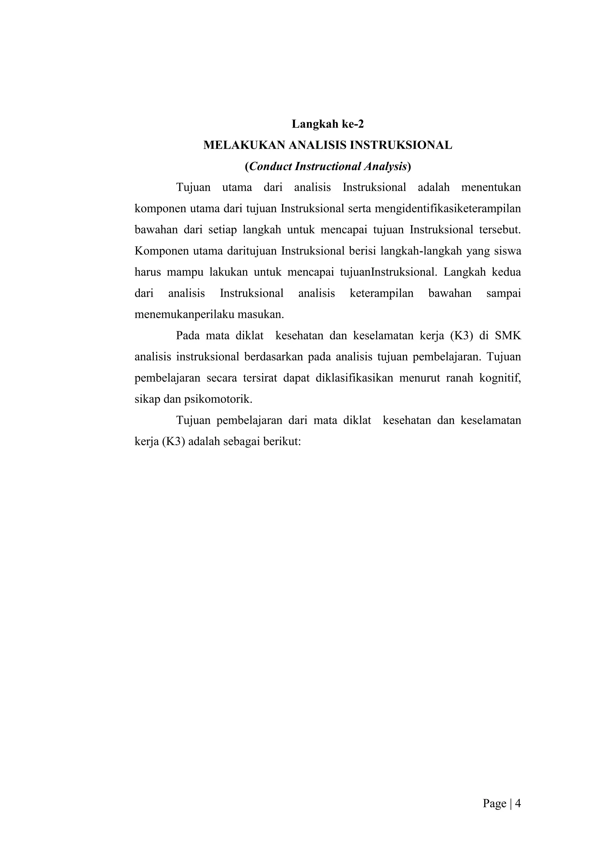 Desain pembelajaran dick and carey pada mata diklat k3 | DOCX