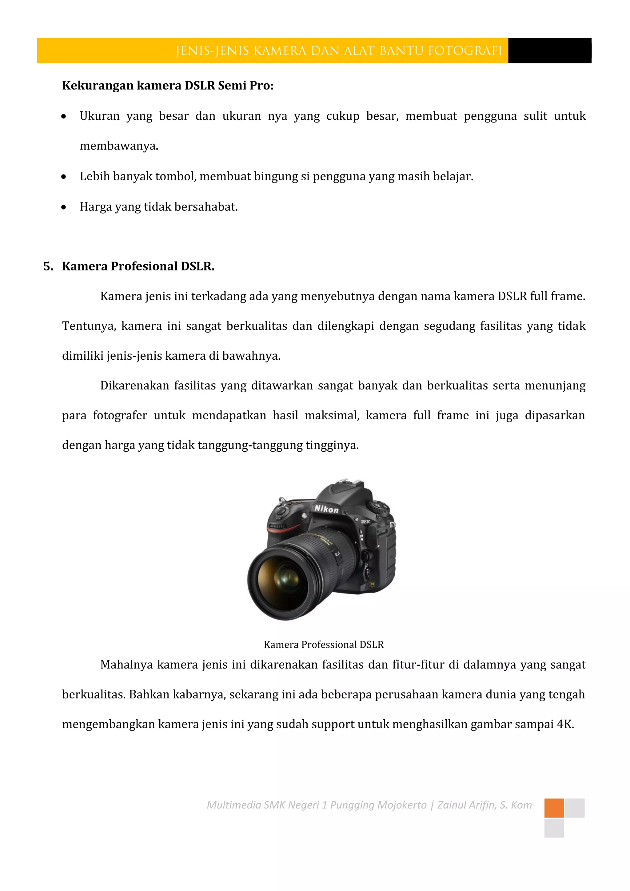 Desain grafis percetakan memahami jenis jenis kamera dan alat bantu ...