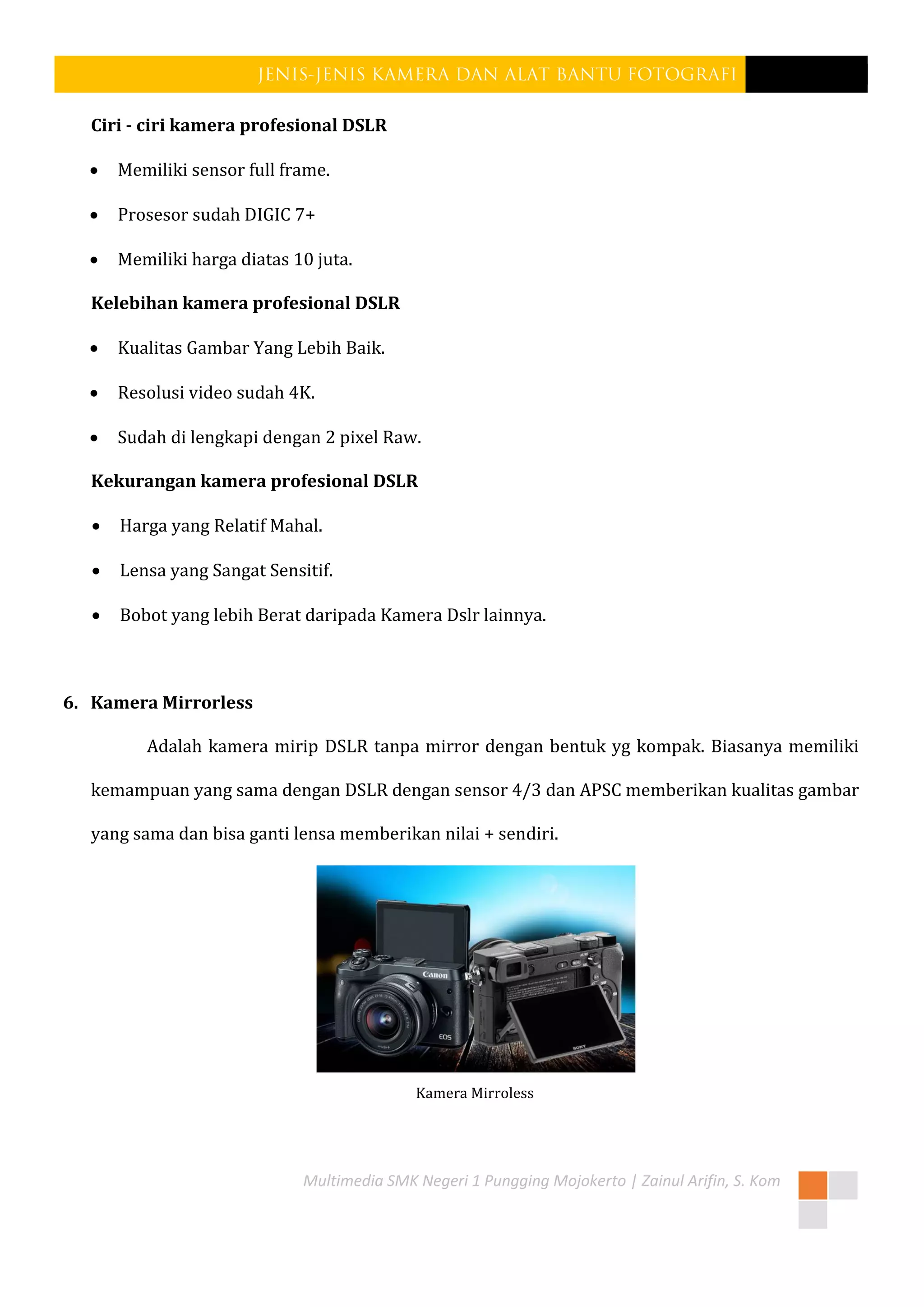 Desain grafis percetakan memahami jenis jenis kamera dan alat bantu fotografi | PDF