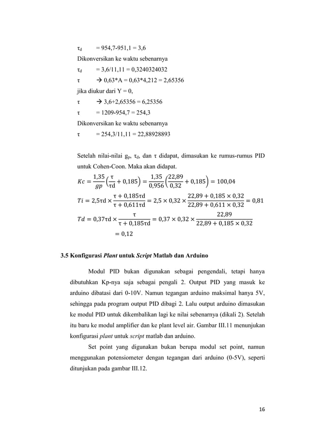 DESAIN KENDALI PID DENGAN METODA ZIEGLER-NICHOLS DAN COHEN-COON MENGGUNAKAN MATLAB DAN ARDUINO ...