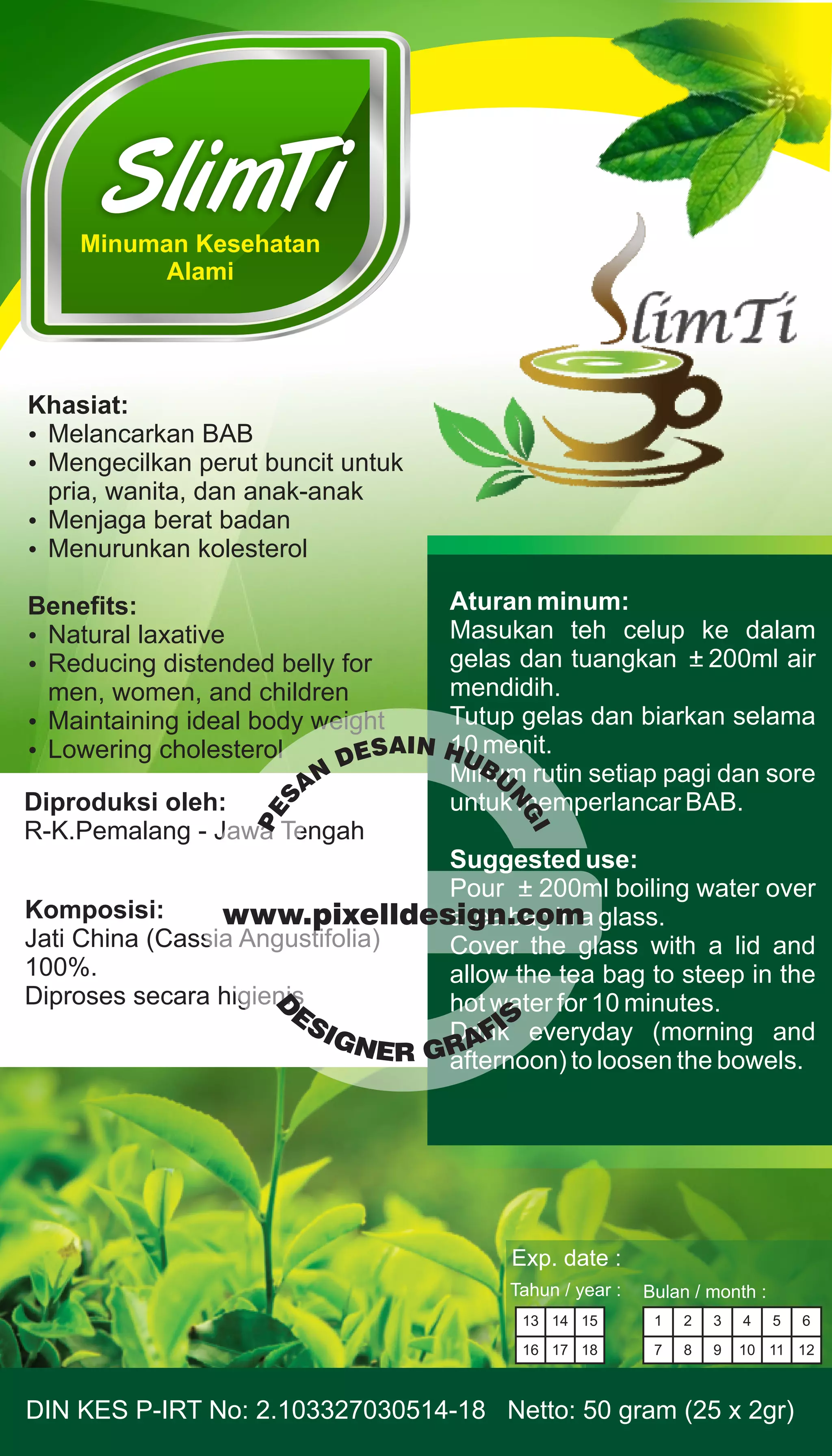 Desain Label Produk Teh Slimti | PDF