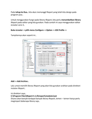 Desain laporan pada java dengan ireport & jcreator | PDF