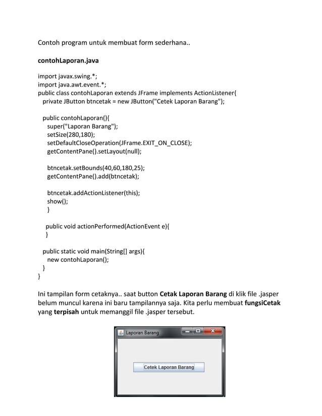 Desain laporan pada java dengan ireport & jcreator | PDF
