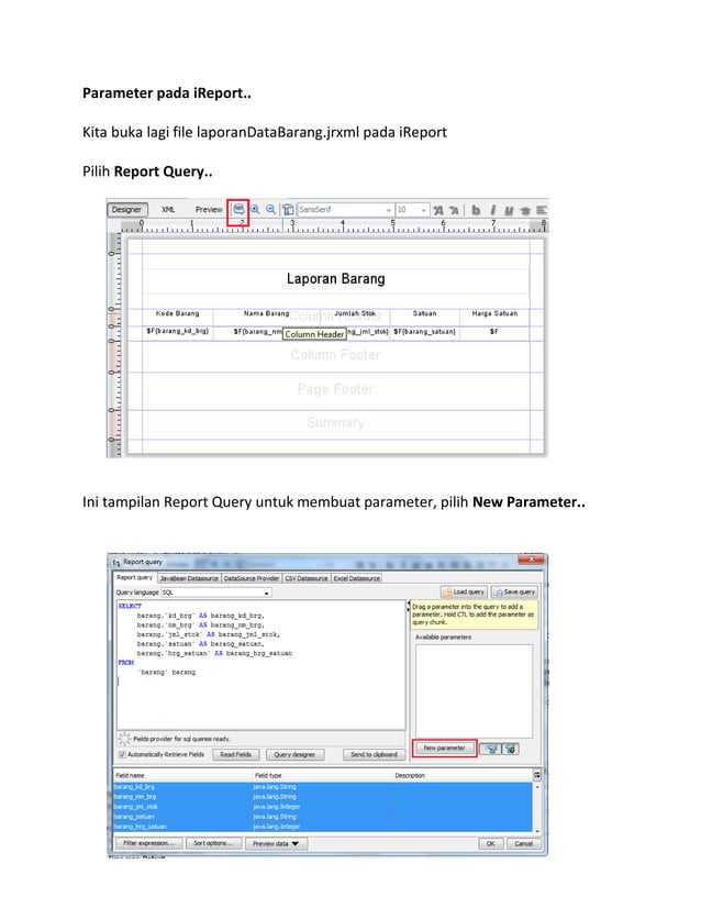 Desain laporan pada java dengan ireport & jcreator | PDF