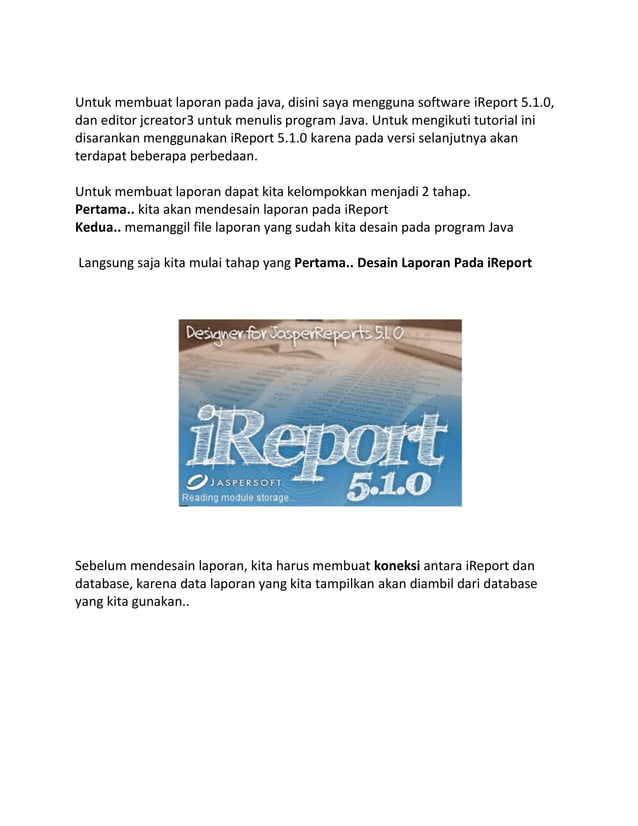 Desain laporan pada java dengan ireport & jcreator | PDF
