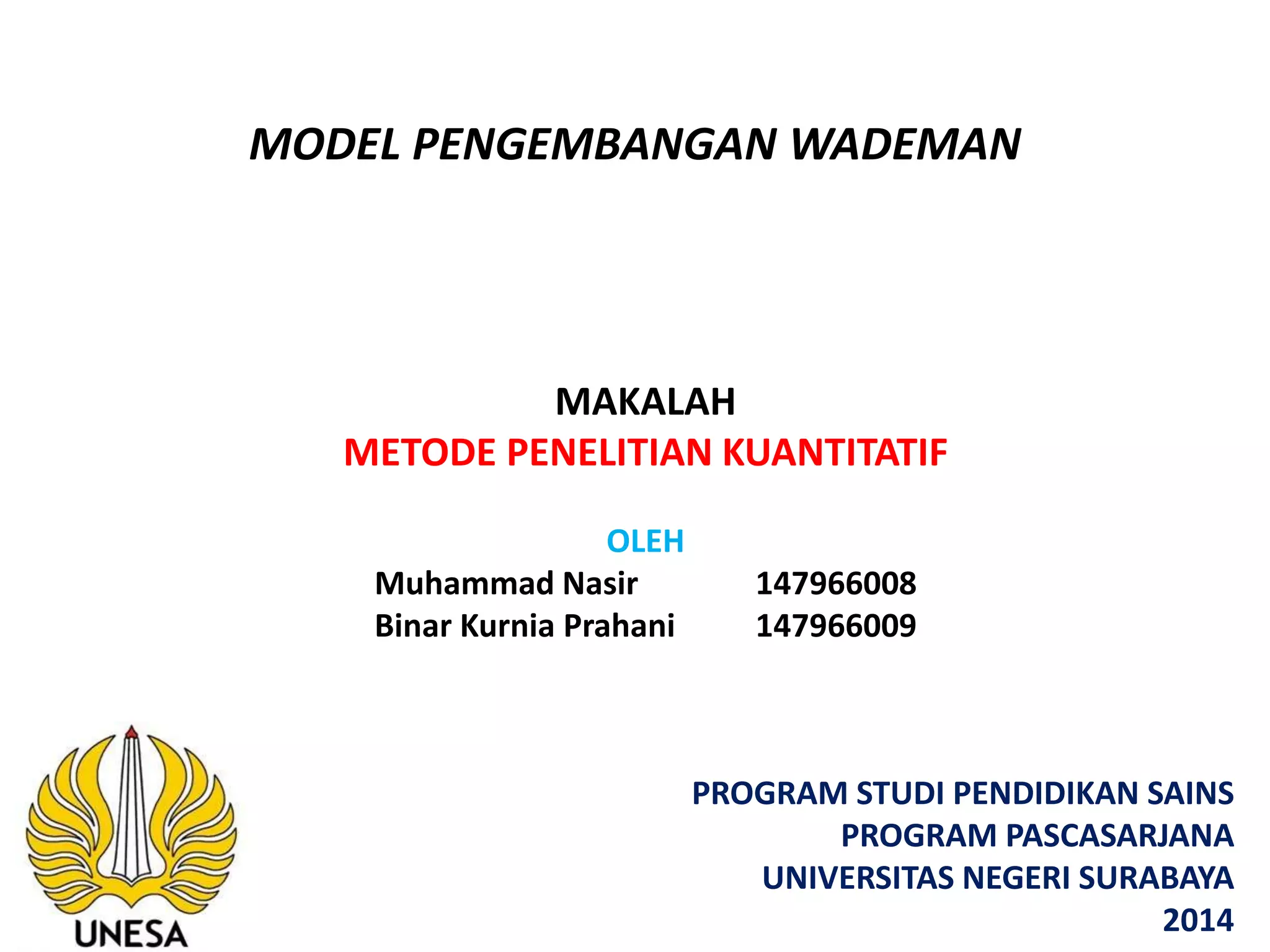 Desain Model Pengembangan Wademan | PPTX
