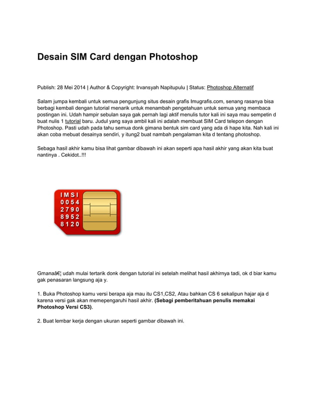 Desain sim card dengan photoshop | PDF