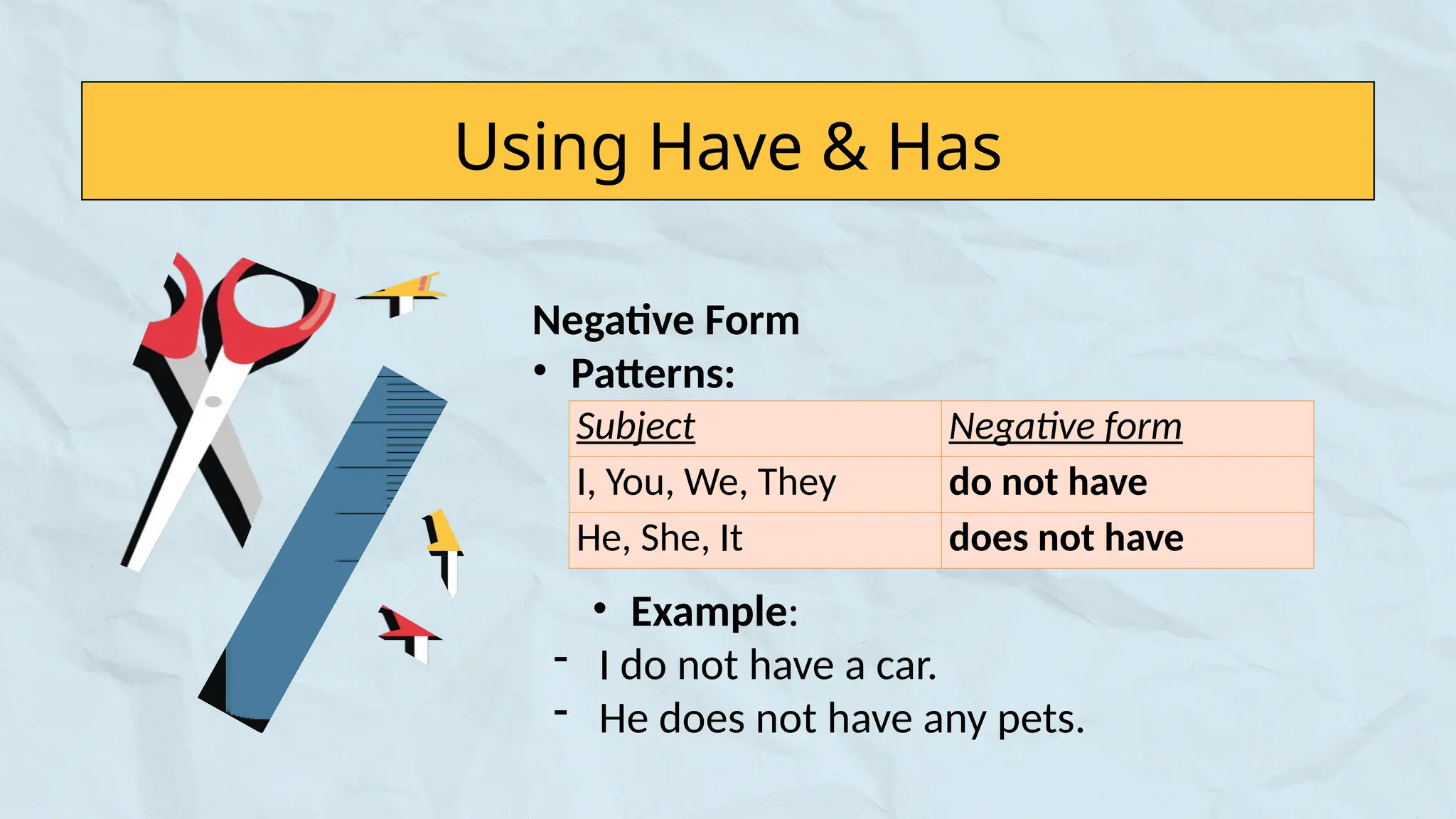 basic english grammar (have/has,possessive adjectives, pronoun ...