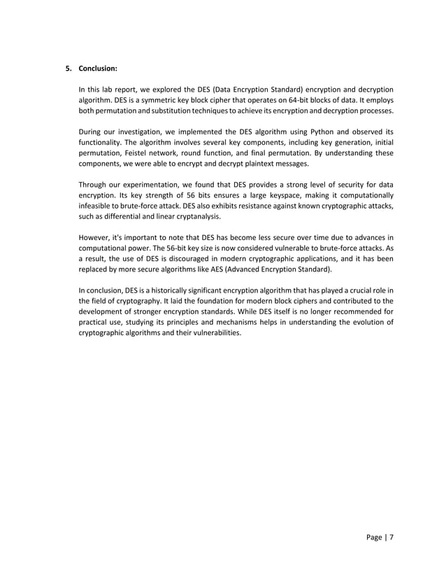 Implementation of DES encryption and decryption Algorithm | PDF Implementation of DES encryption and decryption Algorithm | PDF