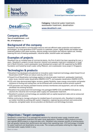 WATEC ISRAEL 2013, Israeli water companies for Desalination | PDF