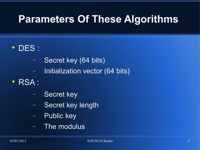 (Crypto) DES And RSA Algorithms Overview | PPT