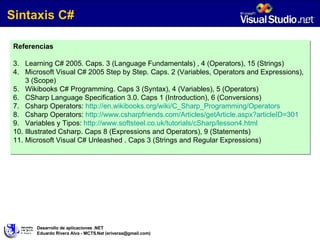 Des.Apli.Net 02.Sintaxis C Sharp | PPT | Programming Languages | Computing