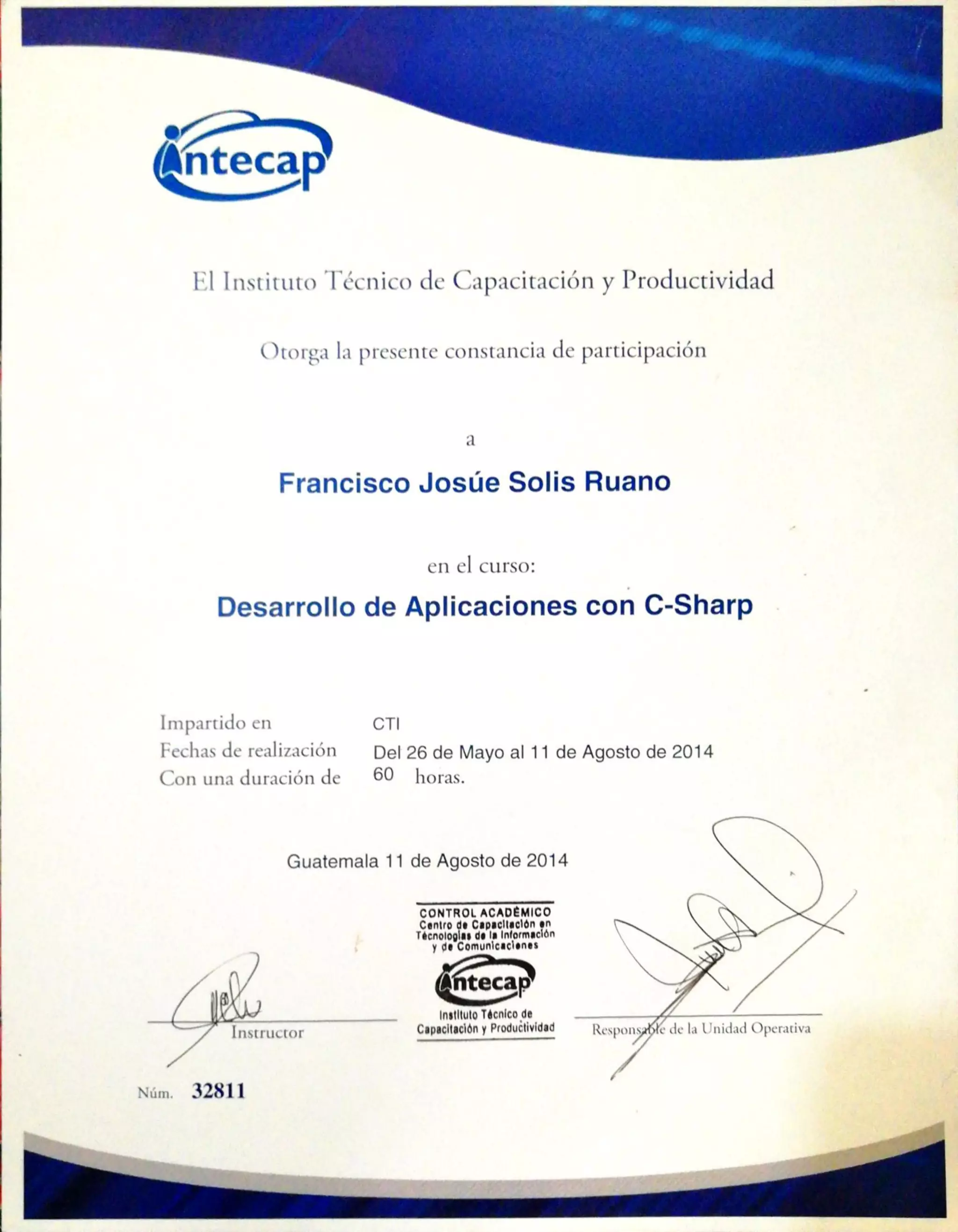 Constancia de participación Desarrollo de Aplicaciones con C-Sharp | PDF