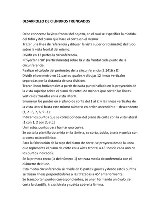Desarrollo de cilindros truncados | DOCX