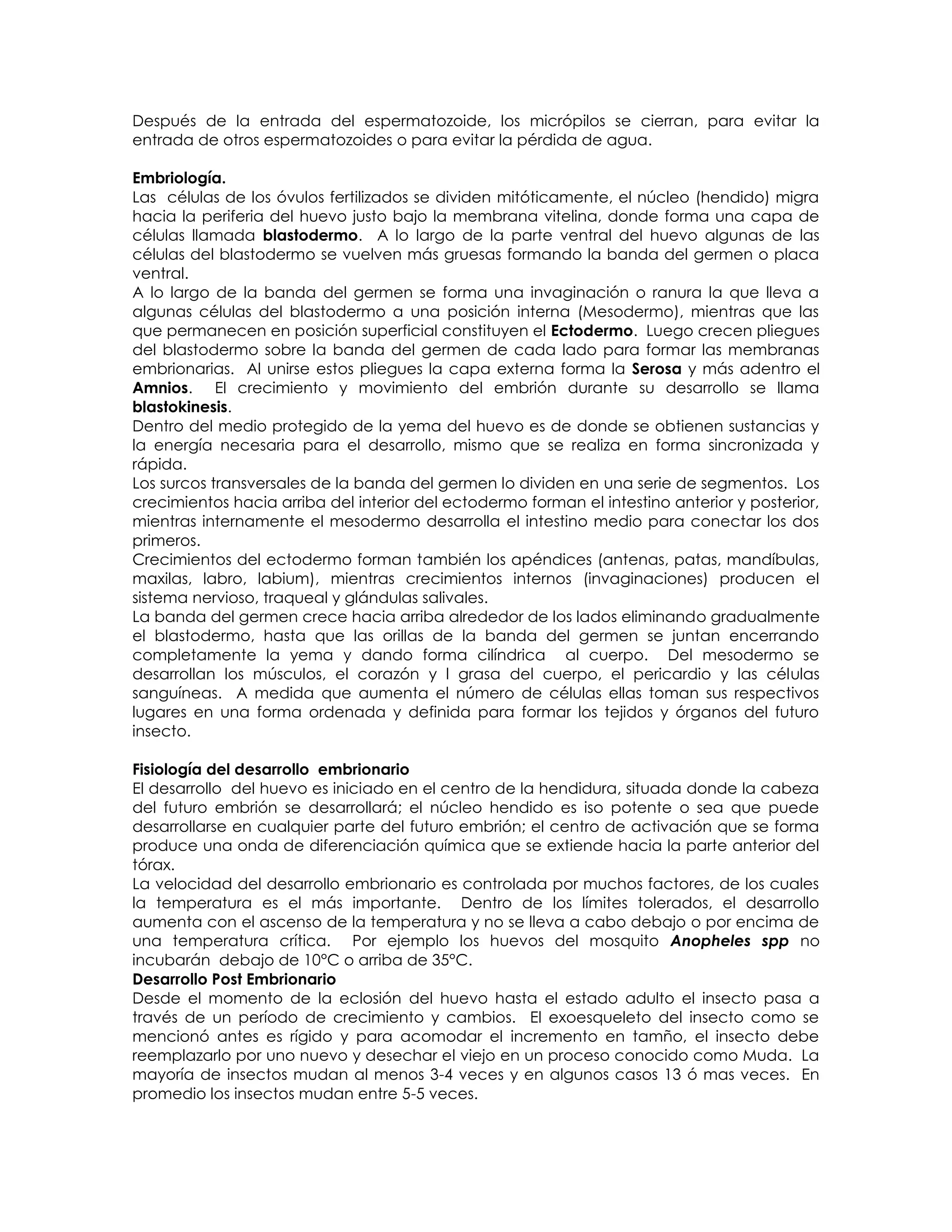 Desarrollo embrionario de los insectos | PDF
