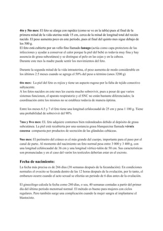 Desarrollo Fetal (semana 9 hasta el parto) | PDF