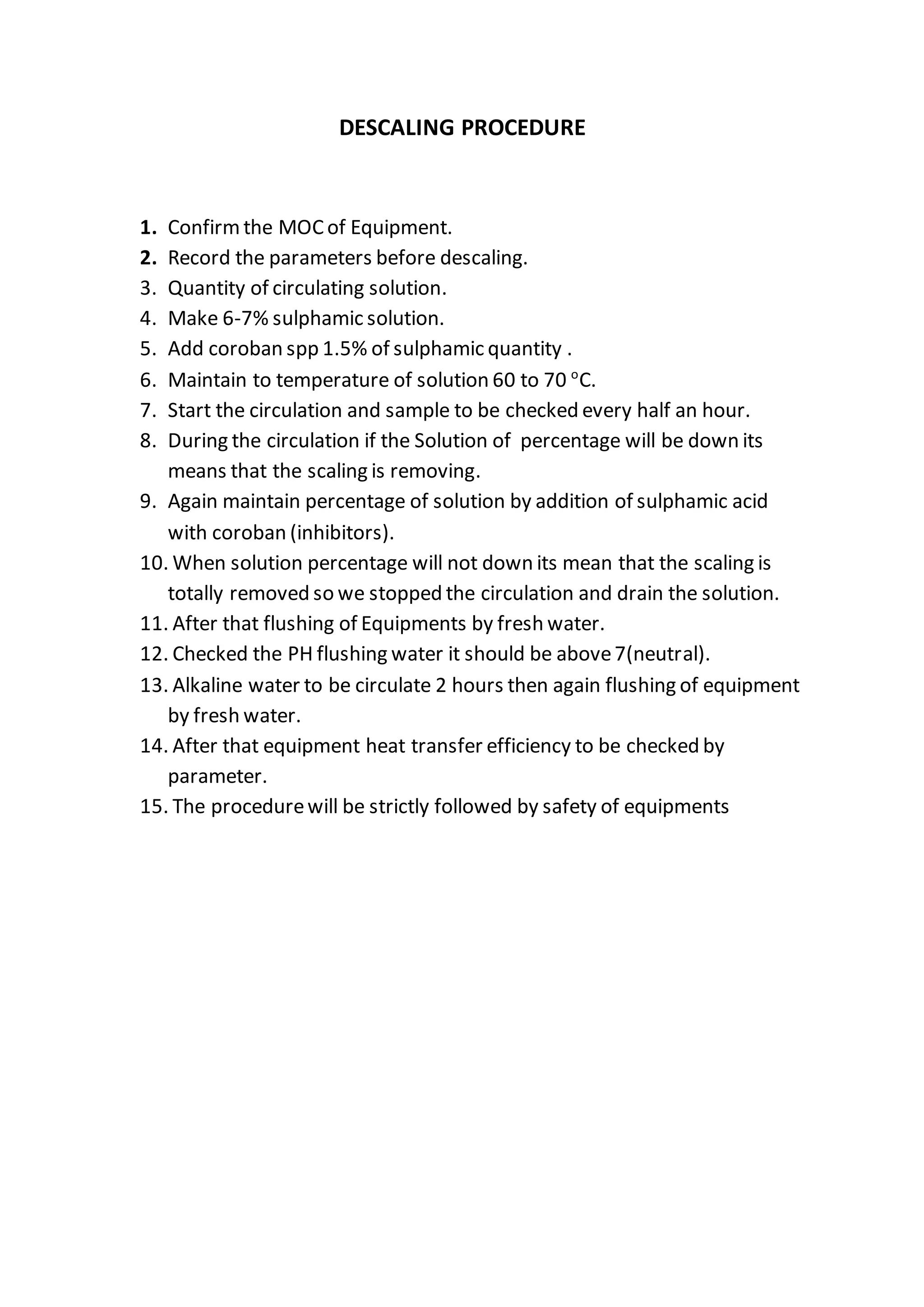 Descaling procedure | DOCX