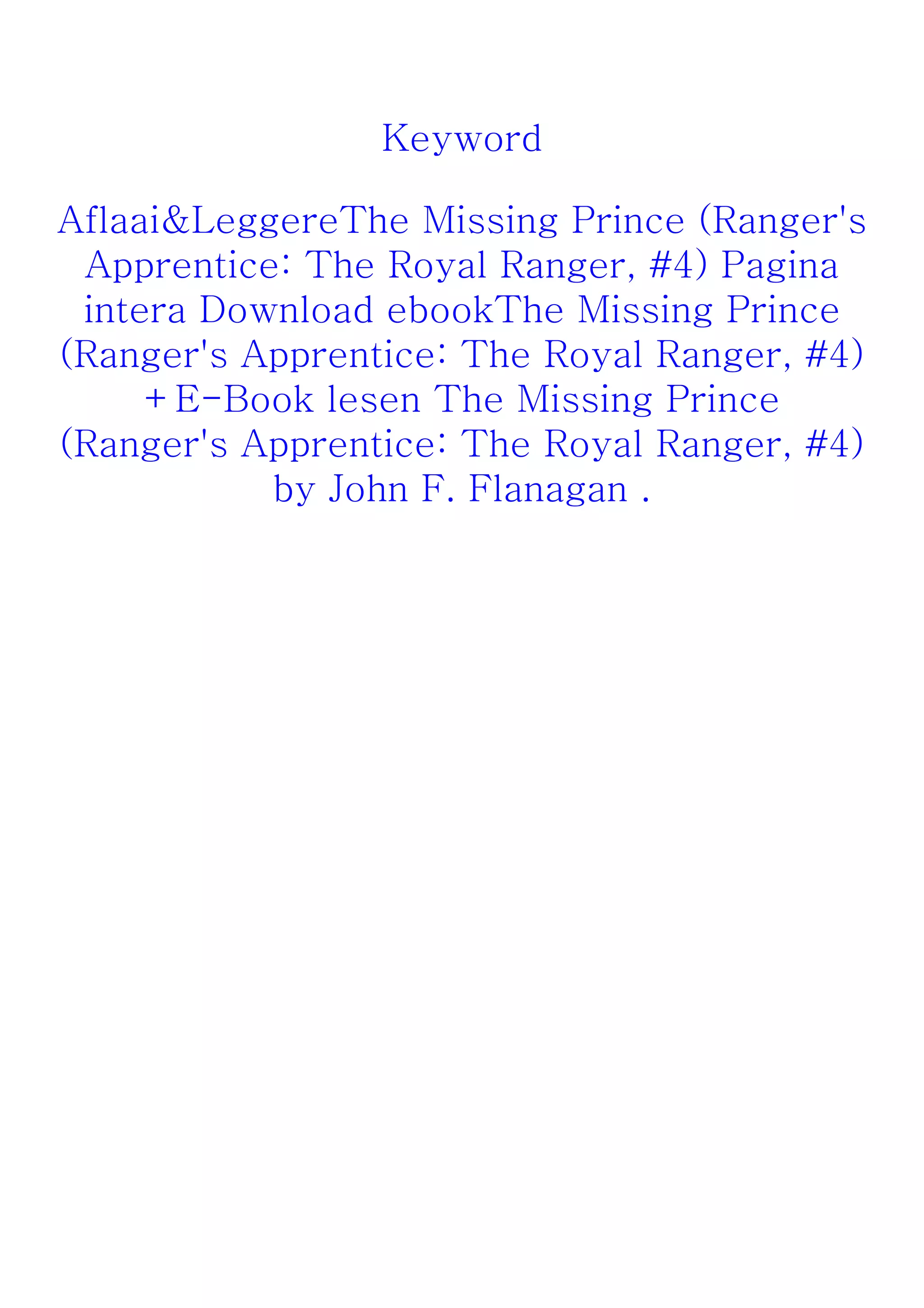Descargar&Liesen The Missing Prince (Ranger's Apprentice: The Royal ...