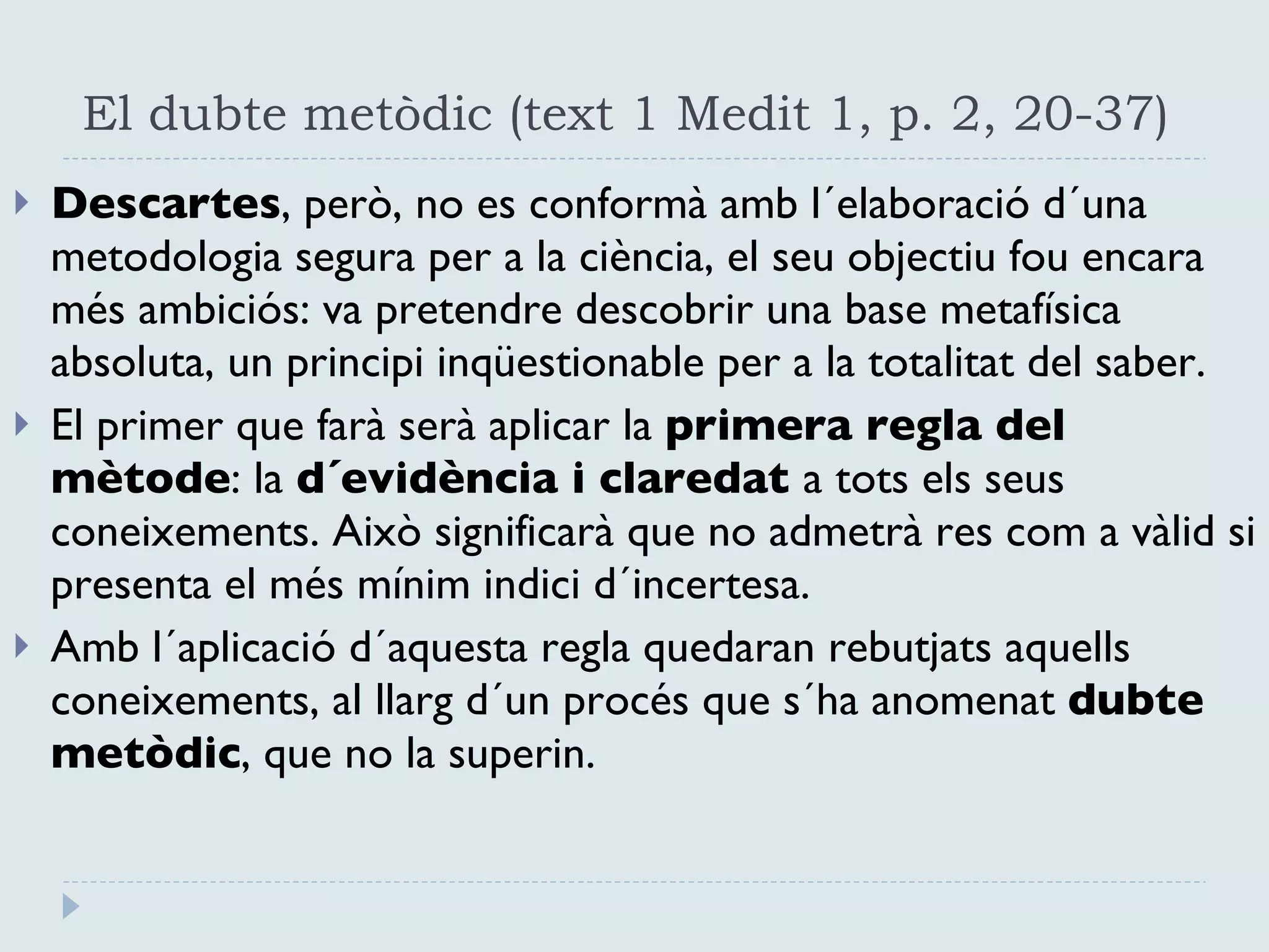 Descartes i el dubte metòdic | PPT