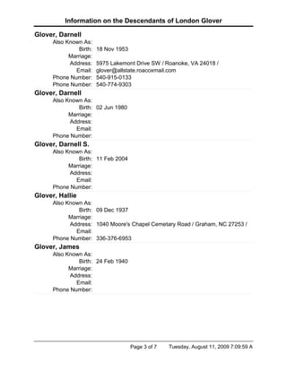 Descendants Of London Glover | PDF