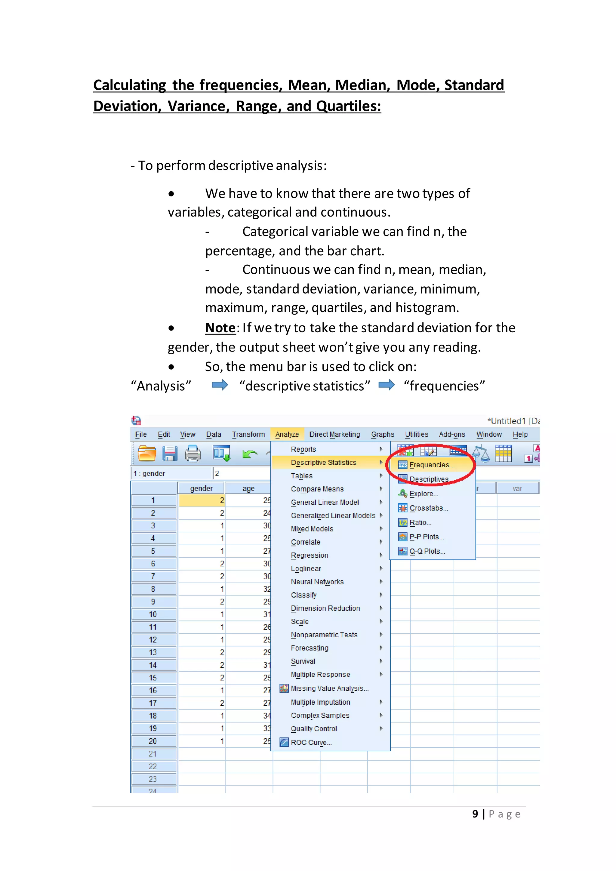 Descriptive Statistics - SPSS | DOCX