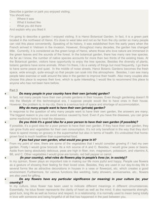 Describe a garden or park you enjoyed visiting | DOC
