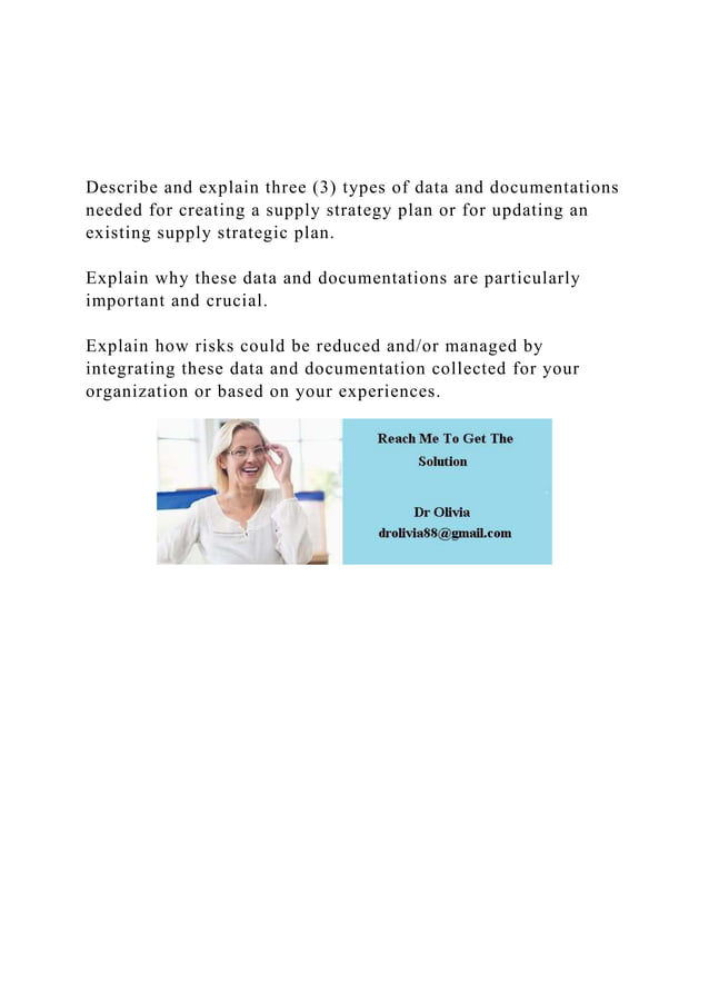 Describe and explain three (3) types of data and documentation | PDF