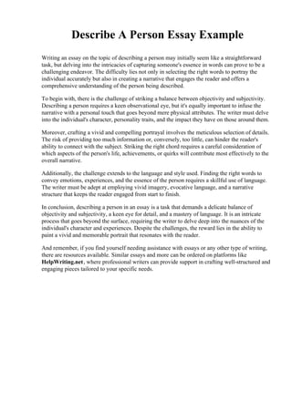 Describe A Person Essay Example.pdfDescribe A Person Essay Example | PDF
