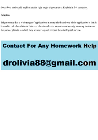 Describe a real world application for right angle trigonometry. Expl.pdf
