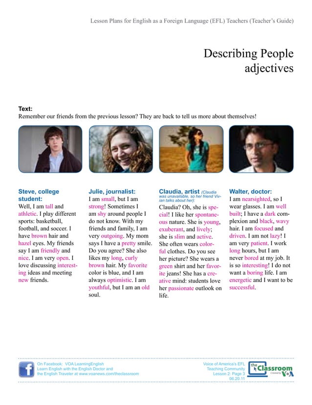 Describe characters | PDF | Education