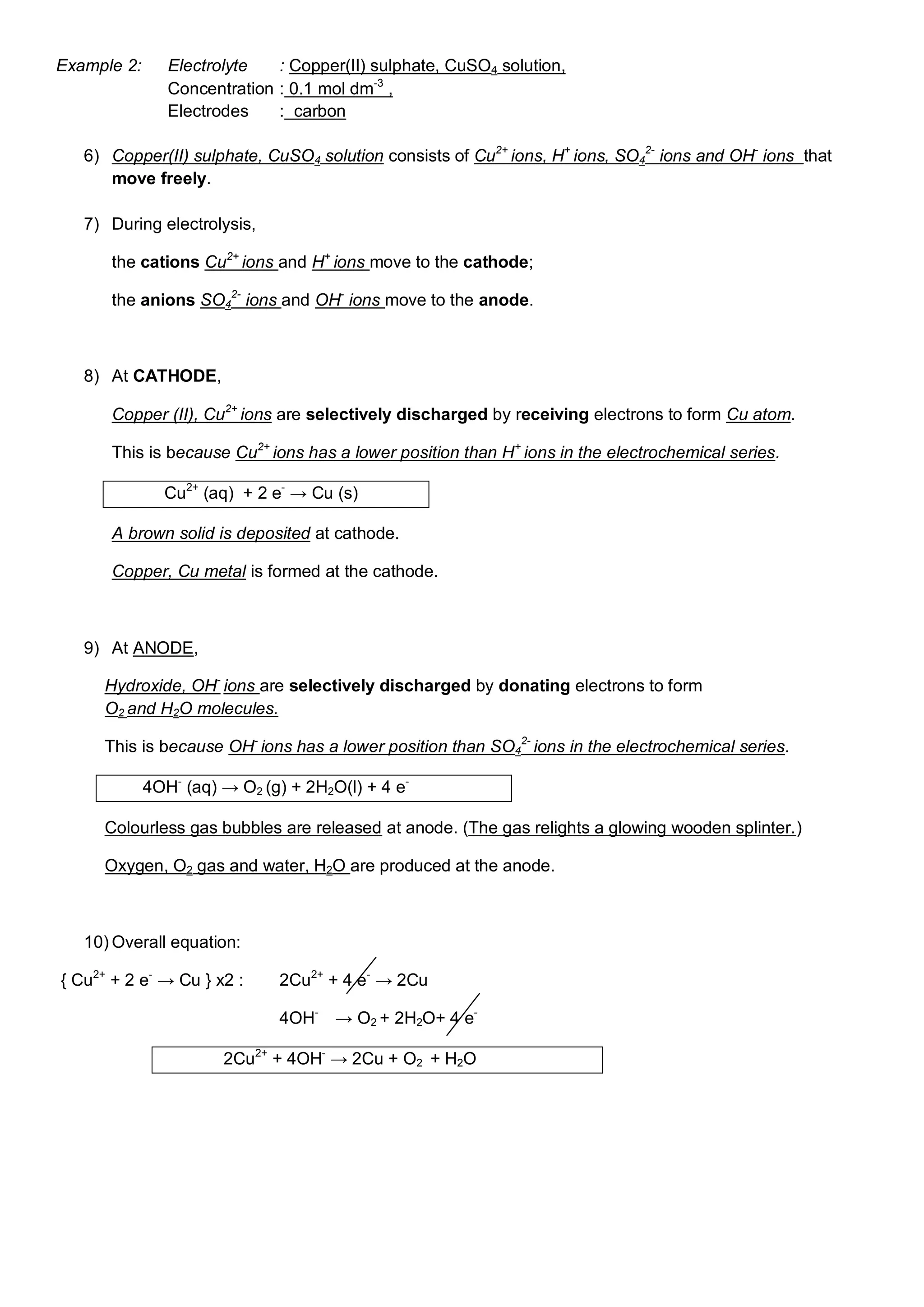 Describe electrolysis of an aqueous solution | PDF