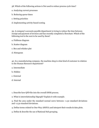 Six Sigma Green Belt - Describe how qfd fits into the overall dfss ...
