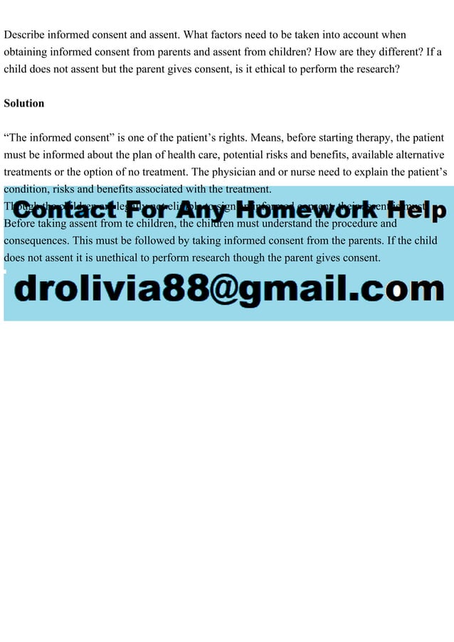 Describe Informed Consent And Assent What Factors Need To Be Taken Pdf