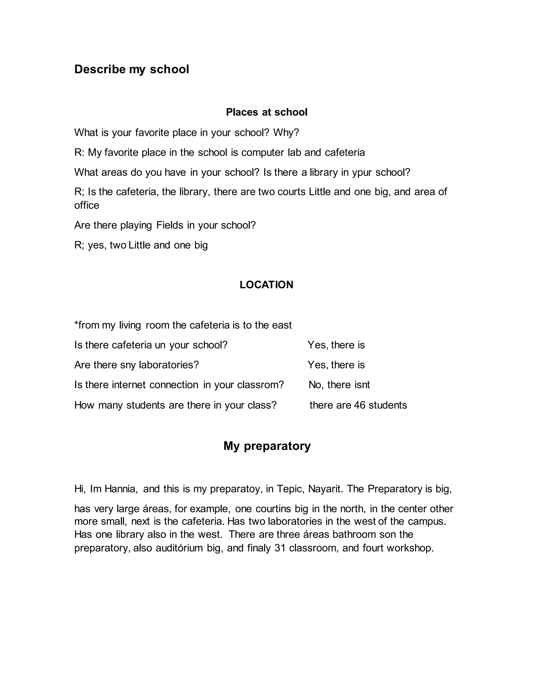 Describe my school | PDF