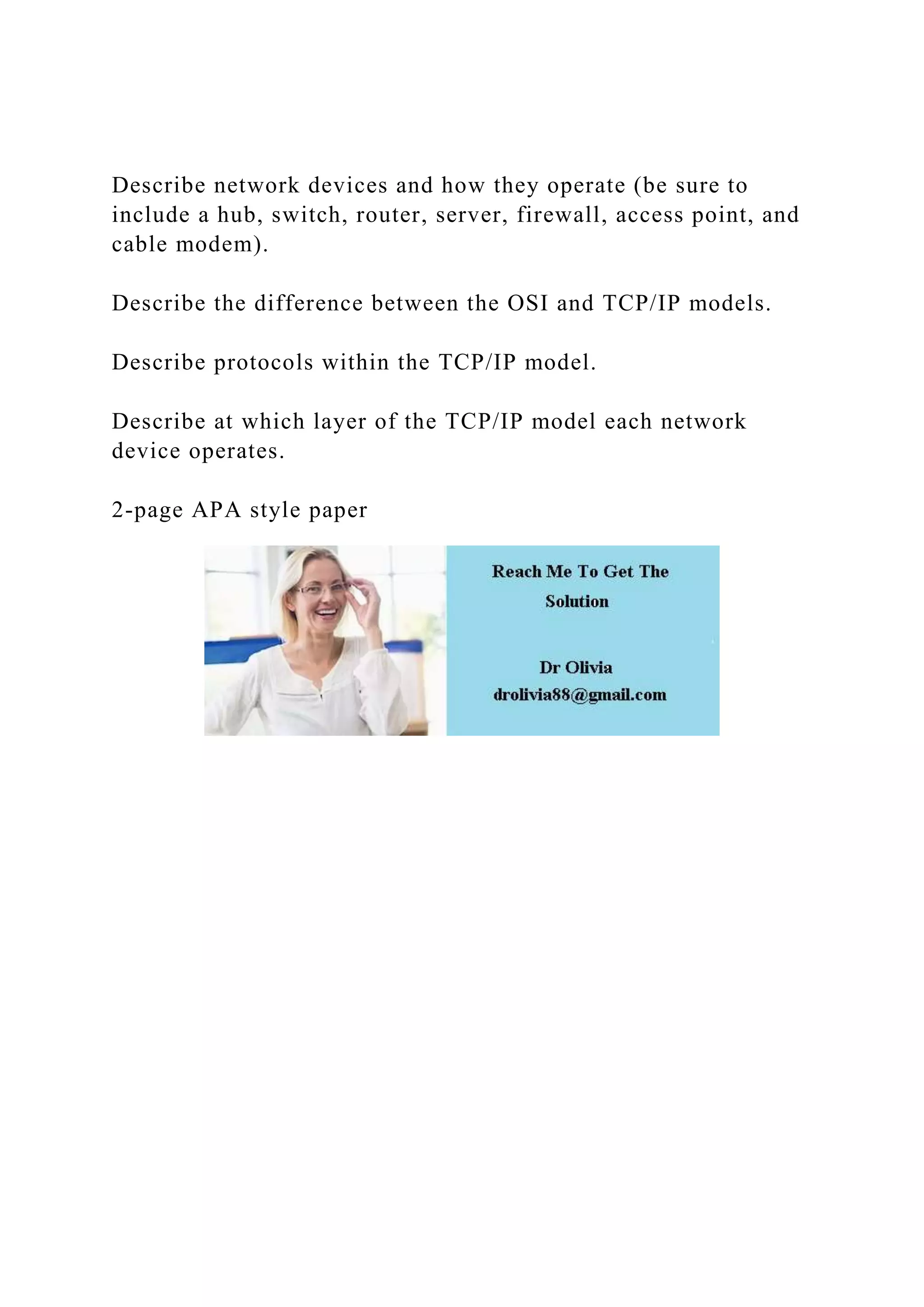 Describe network devices and how they operate (be sure to include .docx