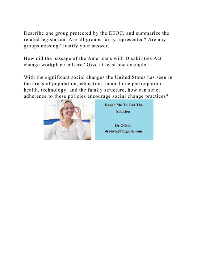 Describe one group protected by the EEOC, and summarize the related .docx