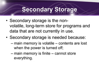 Describe primary and secondary memory inc | PPTX