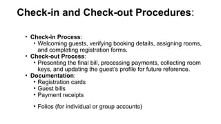Describe processes and documentation in front office operations to ...