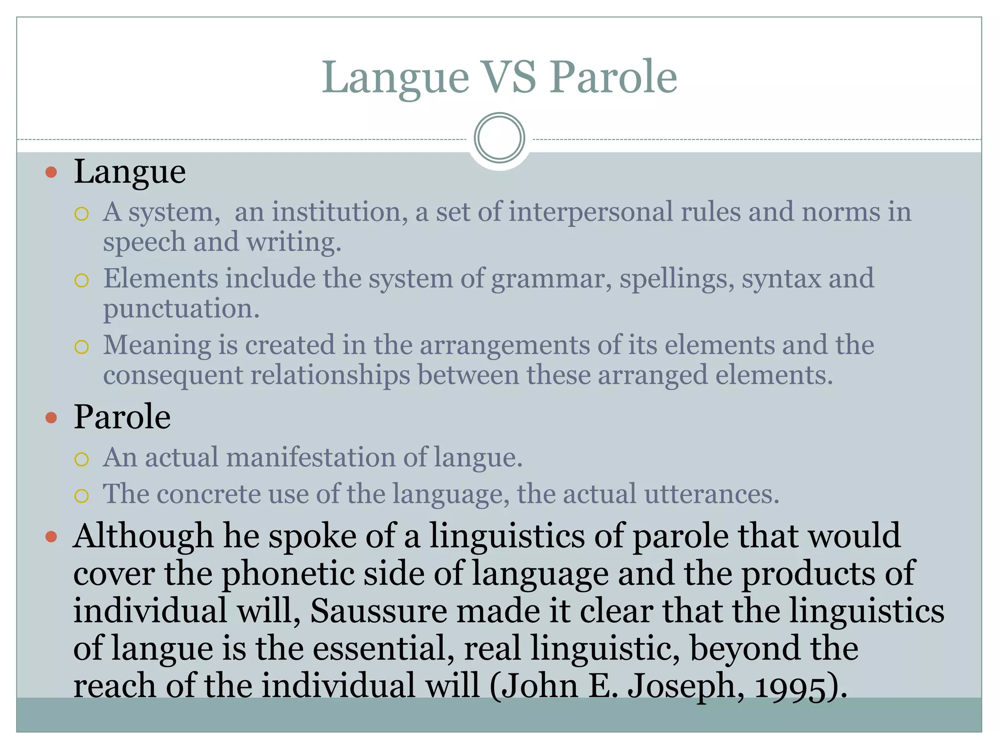 Ferdinand De Saussure’s contribution to linguistics | PPTX
