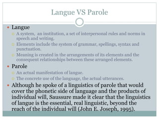 Ferdinand De Saussure’s contribution to linguistics | PPTX