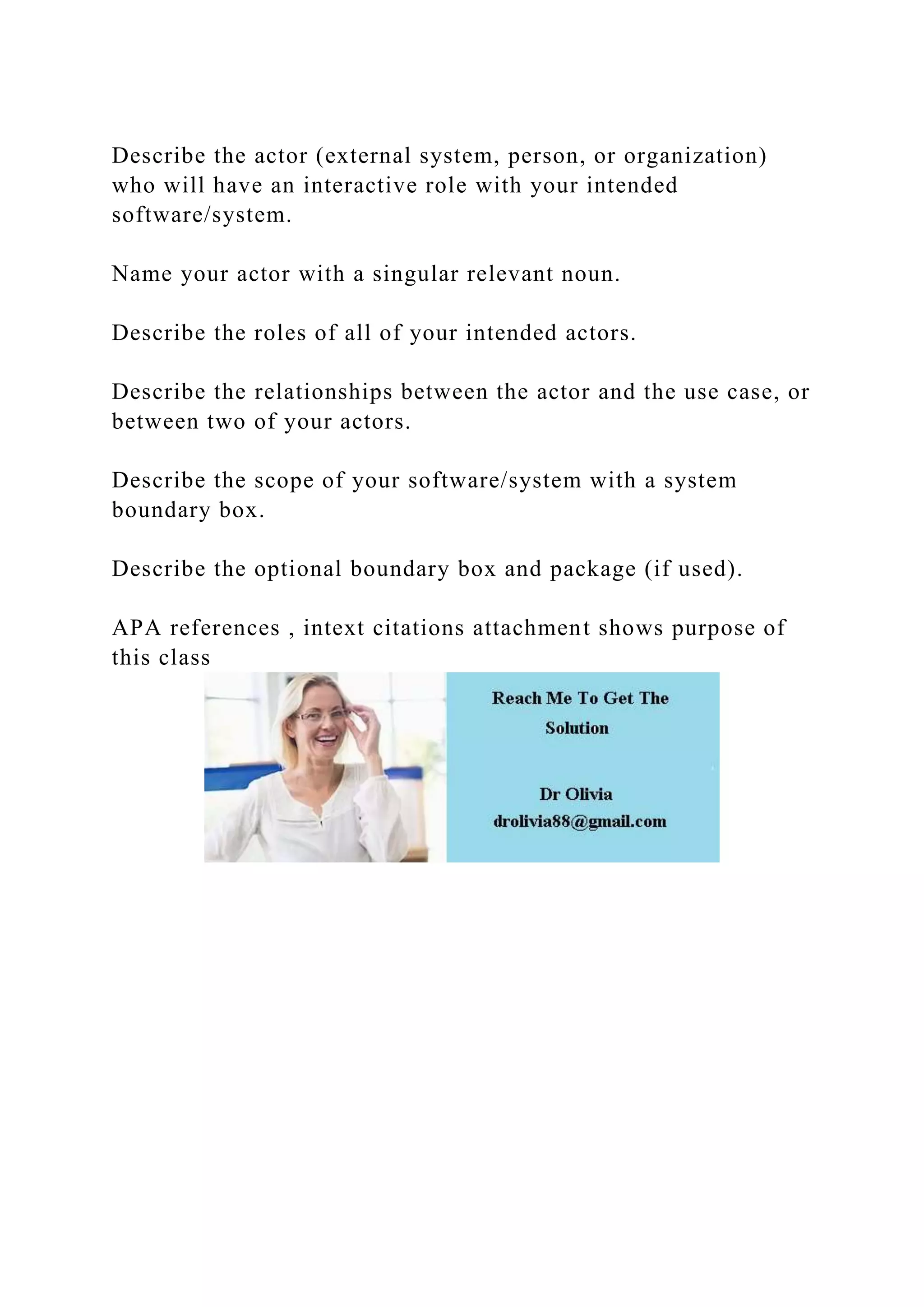 Describe the actor (external system, person, or organization) who wi | PDF