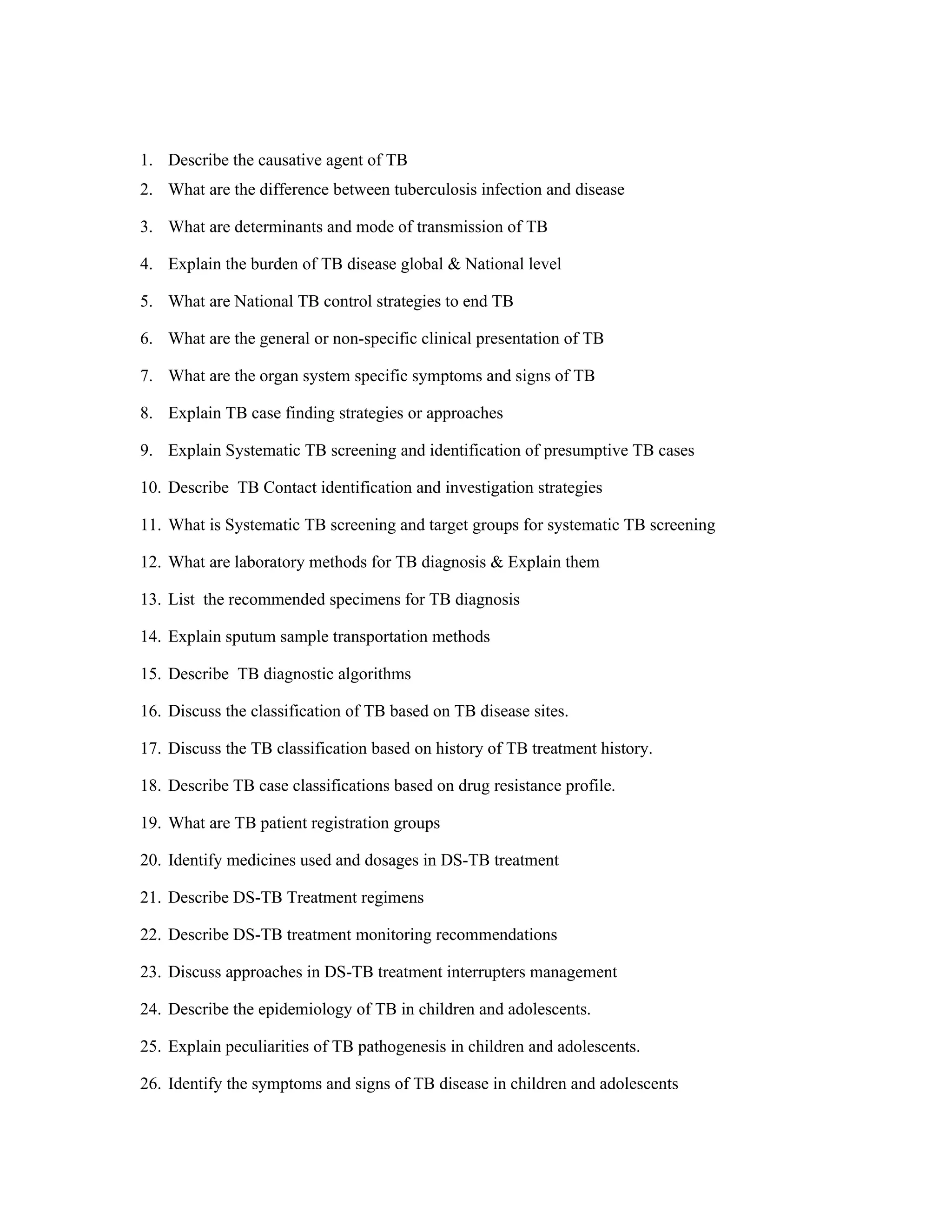 Describe the causative agent of TB diagnostic.docx
