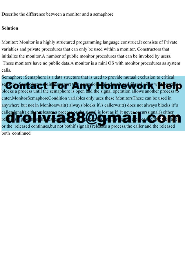 Describe the difference between a monitor and a semaphoreSolutio.pdf