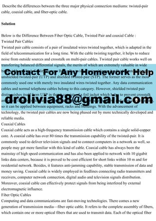 Describe the differences between the three major physical connection .pdf