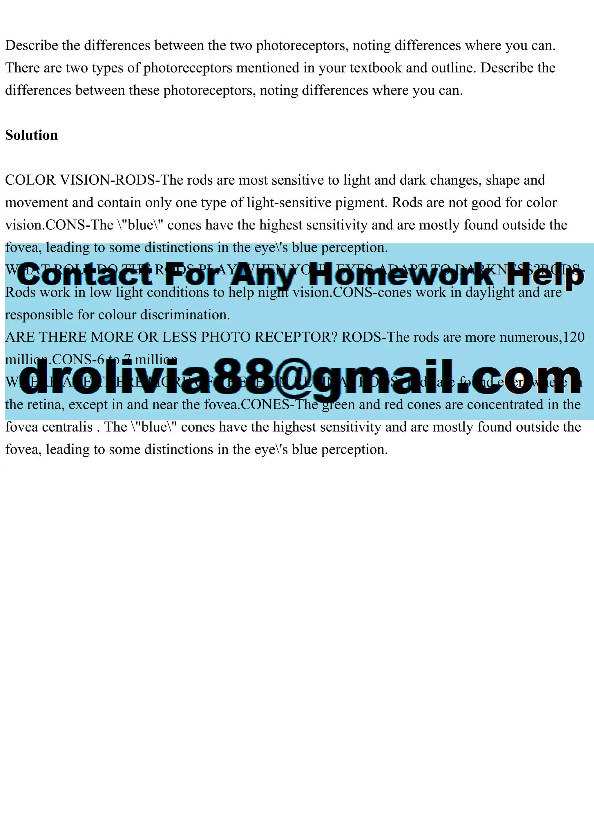 Describe the differences between the two photoreceptors, noting diff.pdf