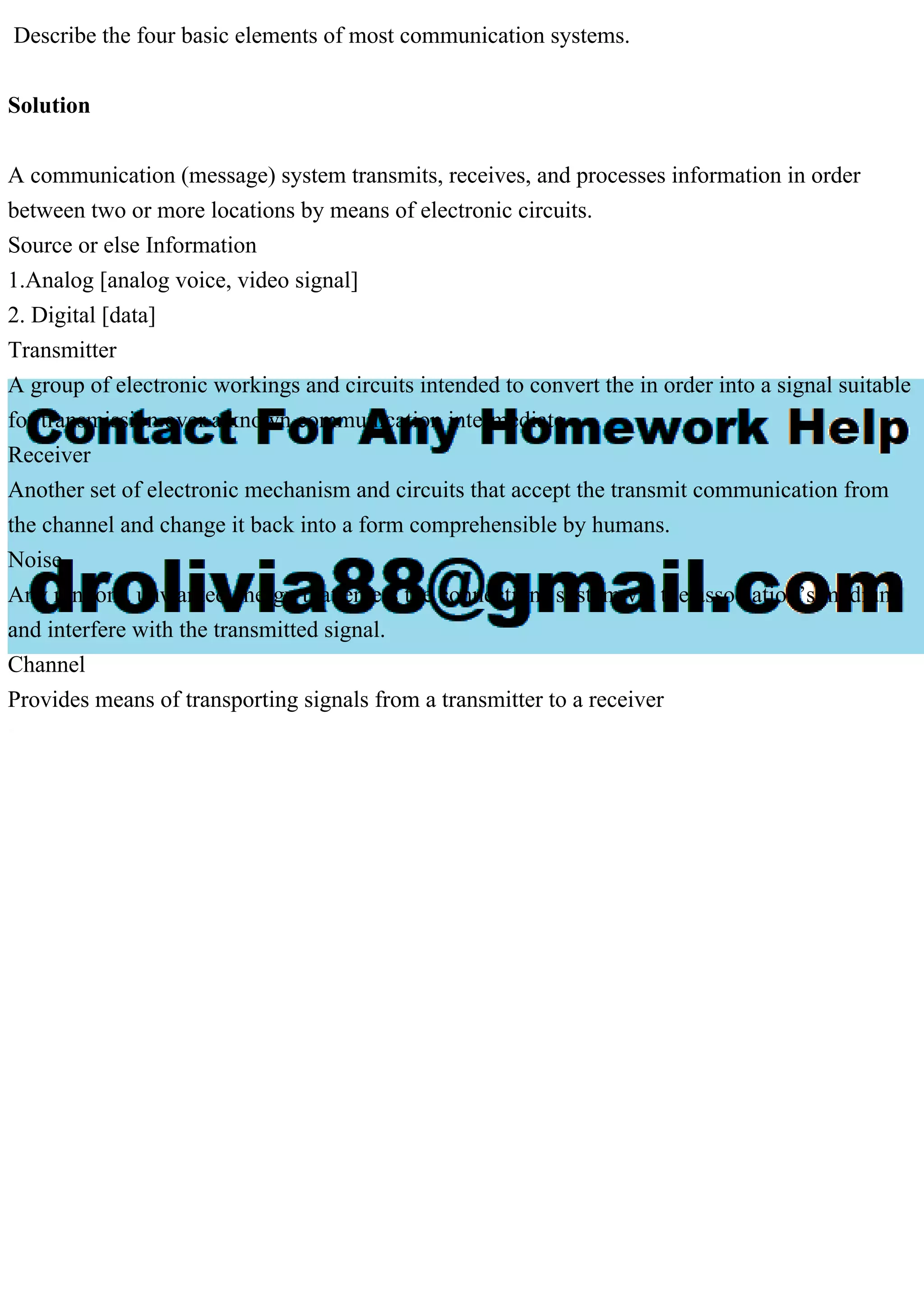 Describe the four basic elements of most communication systems.So.pdf