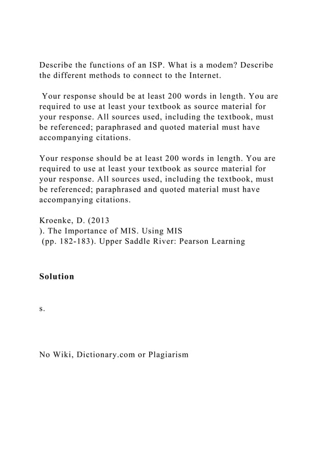 ISP Functions, Modems, and Internet Connection Methods | PDF